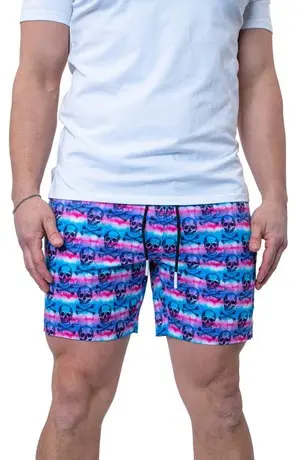 MACEOO Swim Lion Tie Dye Skull Swim Trunks - Blue Multi