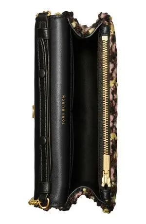 Tory Burch Mini Kira Tweed Wool Blend Top Handle Wallet On A Chain