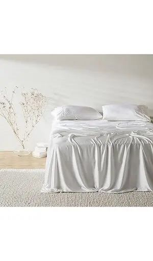 ETTITUDE Full Signature Sateen Sheet Set In White - Cloud