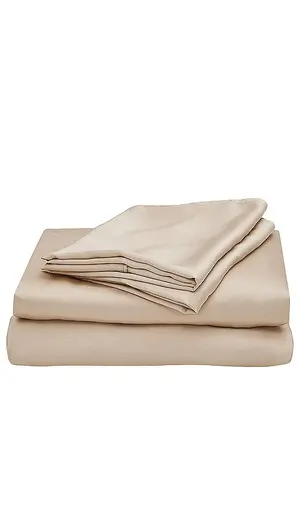 ETTITUDE Twin Xl Sateen Solid Sheet Set In Ivory - Sand