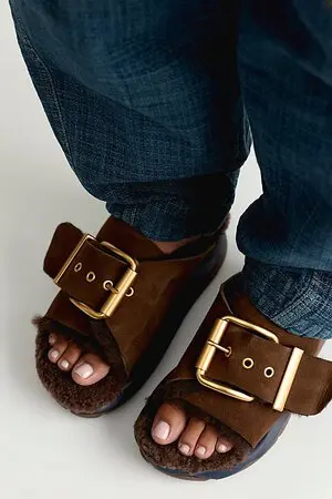 4CCCCEES Mellow Shearling Slides - Choco