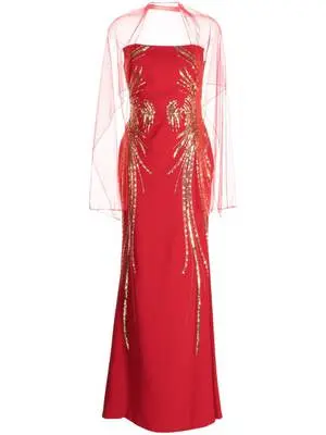 SAIID KOBEISY Sequin-embellished Strapless Gown