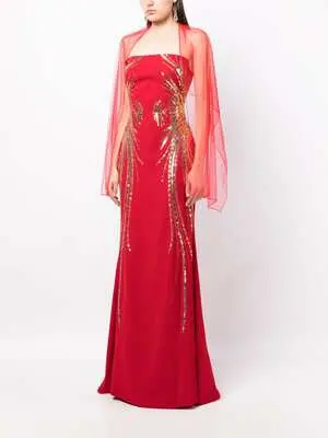 SAIID KOBEISY Sequin-embellished Strapless Gown
