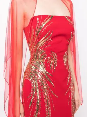 SAIID KOBEISY Sequin-embellished Strapless Gown