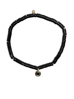 SYDNEY EVAN 14kt Yellow Gold Diamond Charm Beaded Bracelet - Black