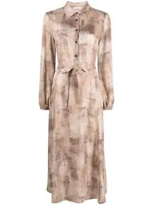 Peserico Belted Button-up Midi Dress - Neutrals