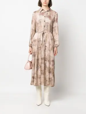Peserico Belted Button-up Midi Dress - Neutrals