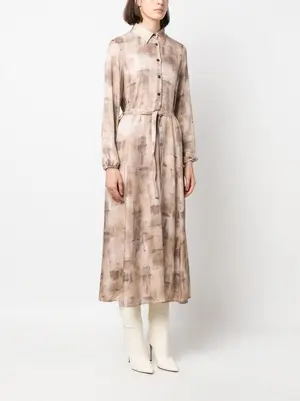 Peserico Belted Button-up Midi Dress - Neutrals
