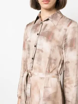 Peserico Belted Button-up Midi Dress - Neutrals