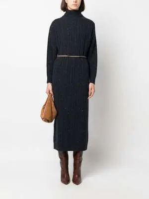 Peserico Roll-neck Tricot Midi Dress