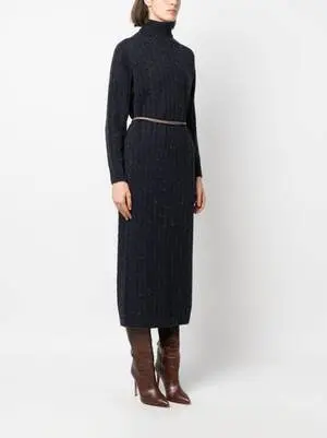 Peserico Roll-neck Tricot Midi Dress