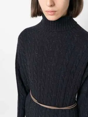 Peserico Roll-neck Tricot Midi Dress