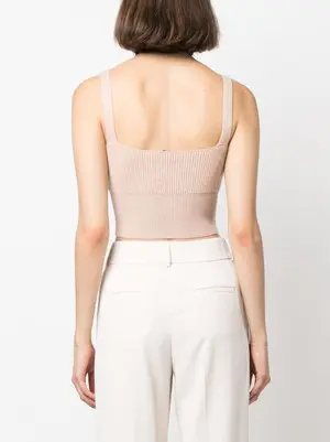 Peserico Ribbed-knit U-neck Tank Top - Pink
