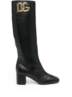 Dolce & Gabbana Jackie 60mm Logo-plaque Leather Boots