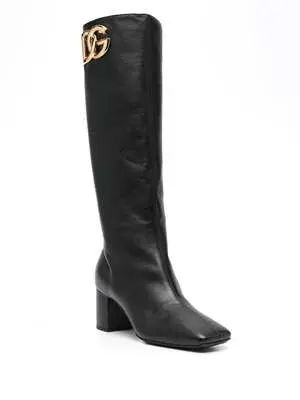 Dolce & Gabbana Jackie 60mm Logo-plaque Leather Boots