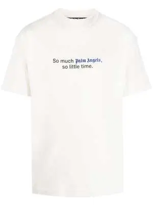 Palm Angels Slogan-print Cotton T-shirt - Neutrals