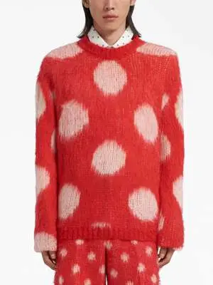 Marni Polka-dot Intarsia Jumper - Red