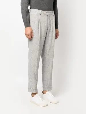 Brunello Cucinelli Plaid Wool-blend Tapered Trousers