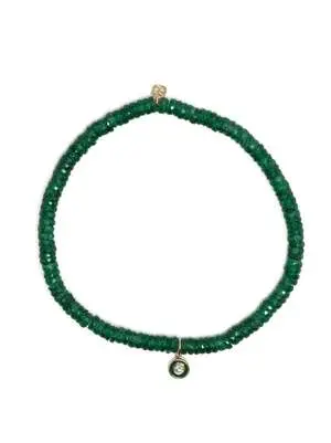 SYDNEY EVAN 14kt Yellow Gold Aventurine Beaded Bracelet - Green