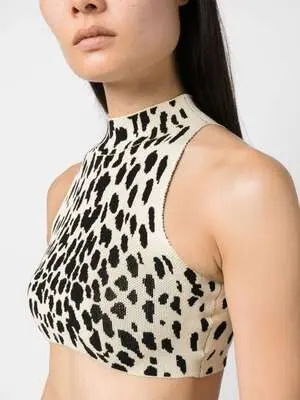 SSHEENA Animal-pattern Crop Top