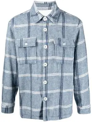 FAMILY FIRST Logo-print Checked Flannel Shirt - Blue