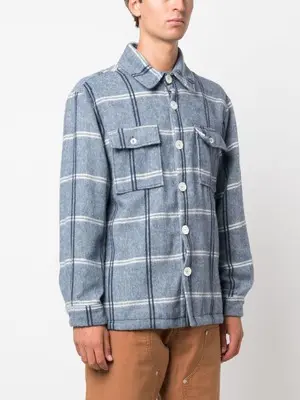 FAMILY FIRST Logo-print Checked Flannel Shirt - Blue