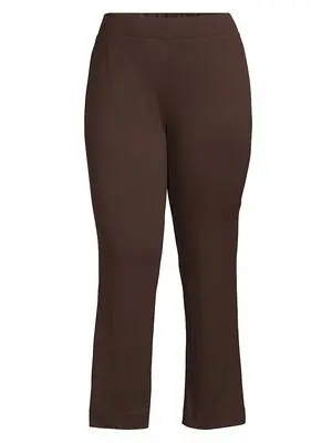 Ming Wang Plus Size Deco Crepe Ankle Pants Dark Umber