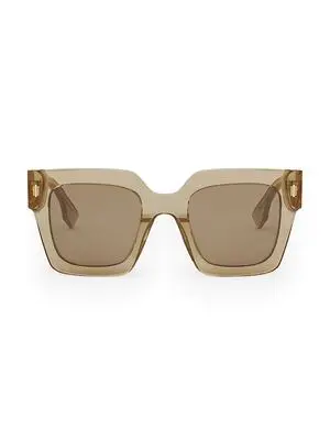 Fendi Roma 50mm Square Sunglasses Beige Brown