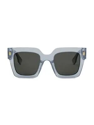 Fendi Roma 50mm Square Sunglasses Shiny Blue Smoke