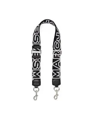 Marc Jacobs Women's The Outline Logo Webbing Strap - Black Silver - Black Silver