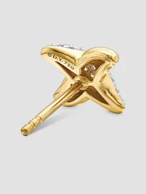 David Yurman Petite X Stud Earrings In 18k Yellow With Diamonds, 8.4mm