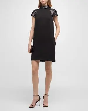 Badgley Mischka Badgley Mischka Collection Sequin Mini Shift Dress - Black