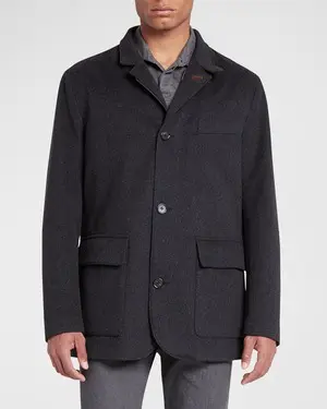 Loro Piana Men's Cashmere Storm Roadster Jacket - M047 Black-grey M