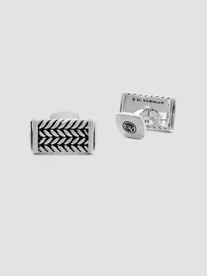 David Yurman Chevron Cufflinks In Sterling 22.8mm - Silver