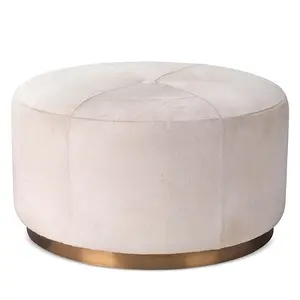 JAMIE YOUNG CO. Thackery Hide On Round Large Pouf - White