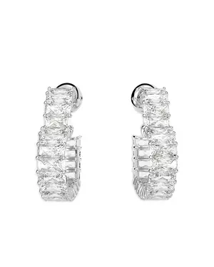 SWAROVSKI Matrix Heart Hoop Earrings - Silver