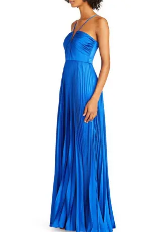 Monique Lhuillier Pleated Satin Gown
