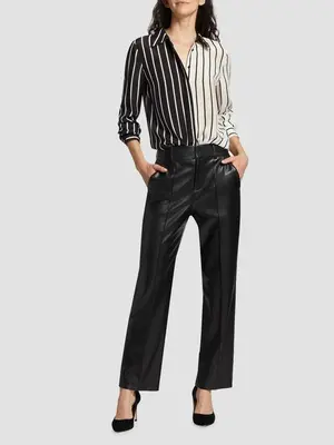 Alice + Olivia Ming Pleated Faux Leather Pants