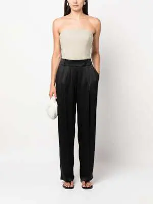 Giorgio Armani Pleated Wide-leg Trousers - Black