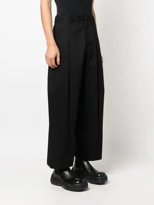 SAGE NATION Box-pleat Wide-leg Trousers - Black