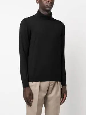 LARDINI Roll-neck Knitted Jumper - Black