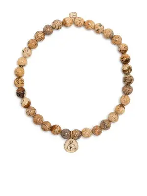 SYDNEY EVAN 14kt Yellow Gold Buddha Beaded Bracelet - Brown