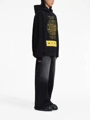 Marni Slogan-print Cotton Hoodie - Black