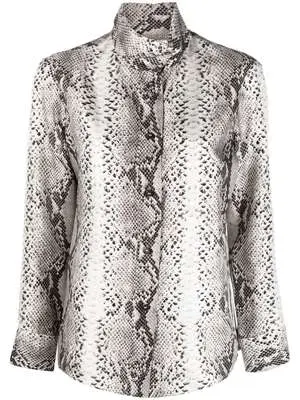 Alberto Biani Snakeskin Print Silk Shirt