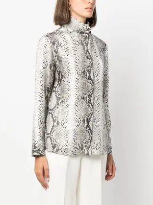Alberto Biani Snakeskin Print Silk Shirt