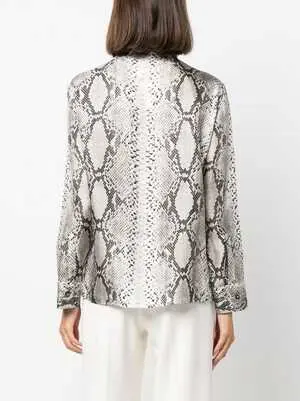 Alberto Biani Snakeskin Print Silk Shirt