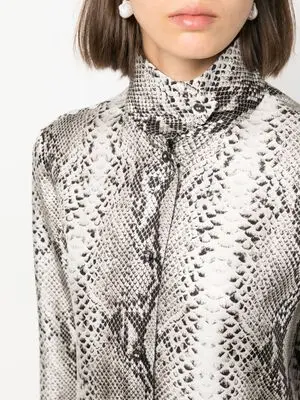 Alberto Biani Snakeskin Print Silk Shirt