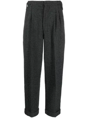 Nanushka Houndstooth-pattern Cropped Trousers - Black