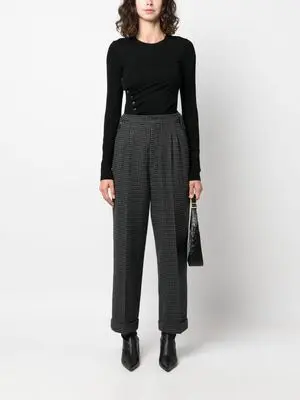 Nanushka Houndstooth-pattern Cropped Trousers - Black