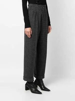 Nanushka Houndstooth-pattern Cropped Trousers - Black